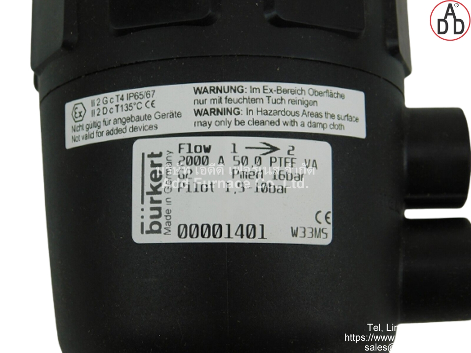 Burkert 2000 A 50,0 PTFE VA (00001401) - บริษัท เอดีดี เฟอร์เนส จำกัด