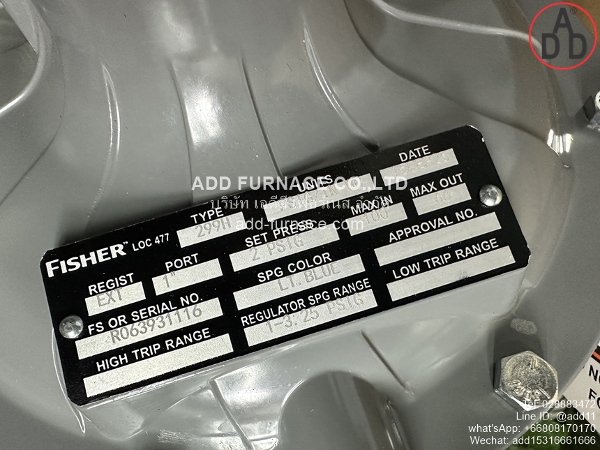Fisher Loc 477 Type 299H | Pressure Reducing Regulators - บริษัท เอดีดี ...