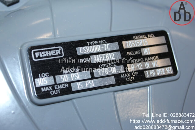 Fisher Type No CS800IR-7C - Add Furnace Co.,Ltd.