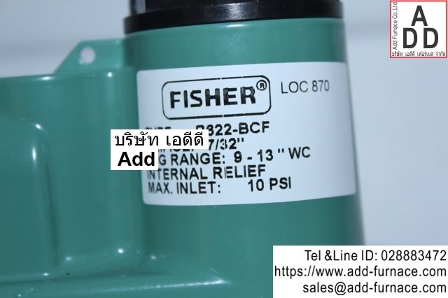 Fisher R622-BCF, Low pressure gas regulator - บริษัท เอดีดี เฟอร์เนส จำกัด