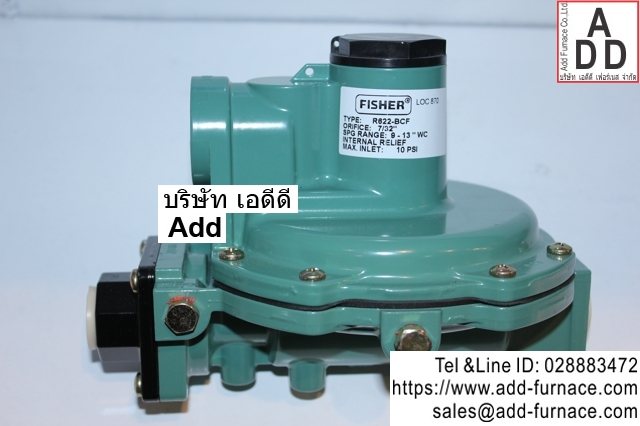 Fisher R622-BCF, Low pressure gas regulator - บริษัท เอดีดี เฟอร์เนส จำกัด