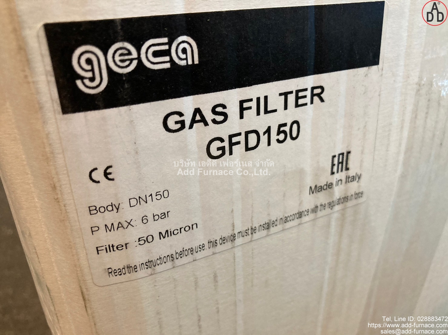 Gas Filter GFD150 - บริษัท เอดีดี เฟอร์เนส จำกัด.