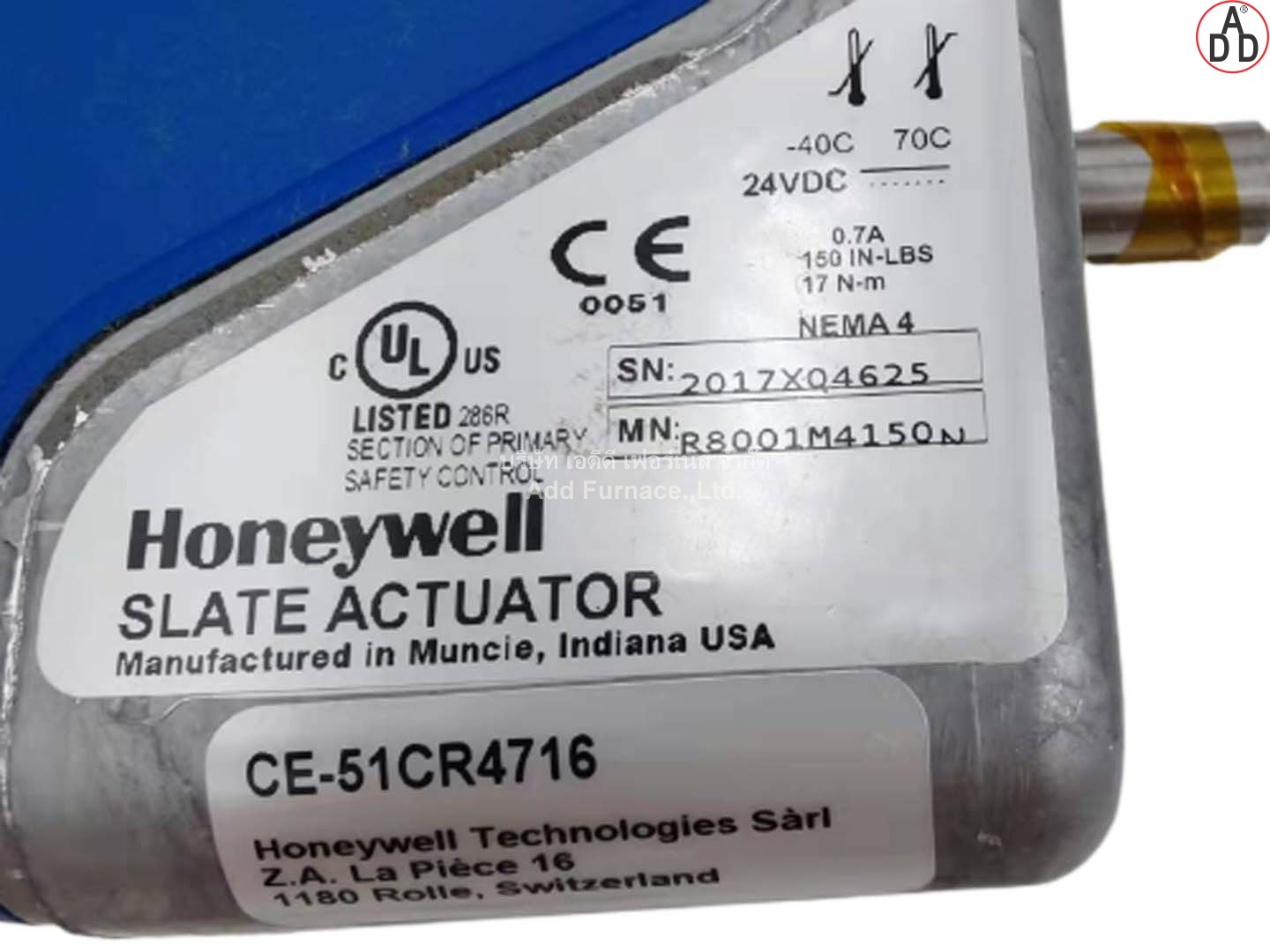 R8001M4150 | SLATE™ Low Torque Actuator - บริษัท เอดีดี เฟอร์เนส จำกัด
