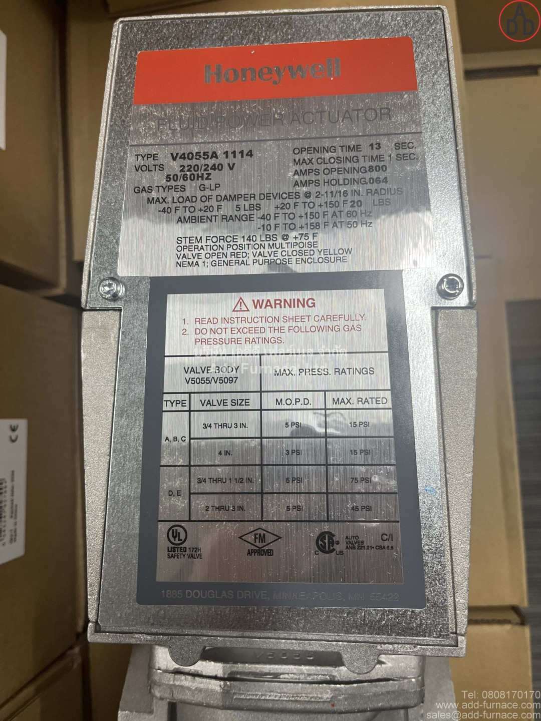 V4055A 1114 | Fluid Power Actuator - บริษัท เอดีดี เฟอร์เนส จำกัด,Add ...