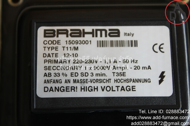 BRAHMA Italy TYPE T11/M - Thailand Ignition Transformer agent