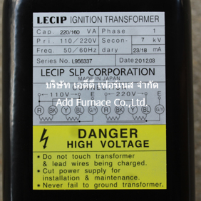 Lecip Ignition Transformer - บริษัท เอดีดี เฟอร์เนส จำกัด