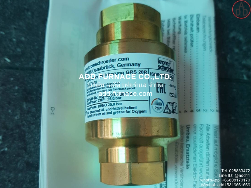Kromschroder GRS 20R| Size: DN20,3/4 Non-return(Check) valve - บริษัท ...