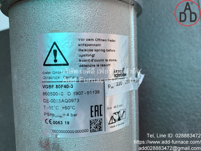 VGBF 80F40-3(220-350mBar) - บริษัท เอดีดี เฟอร์เนส จำกัด