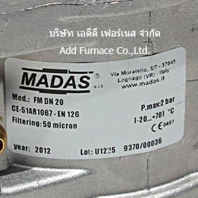Madas FM DN20,Gas Filter - บริษัท เอดีดี เฟอร์เนส จำกัด.
