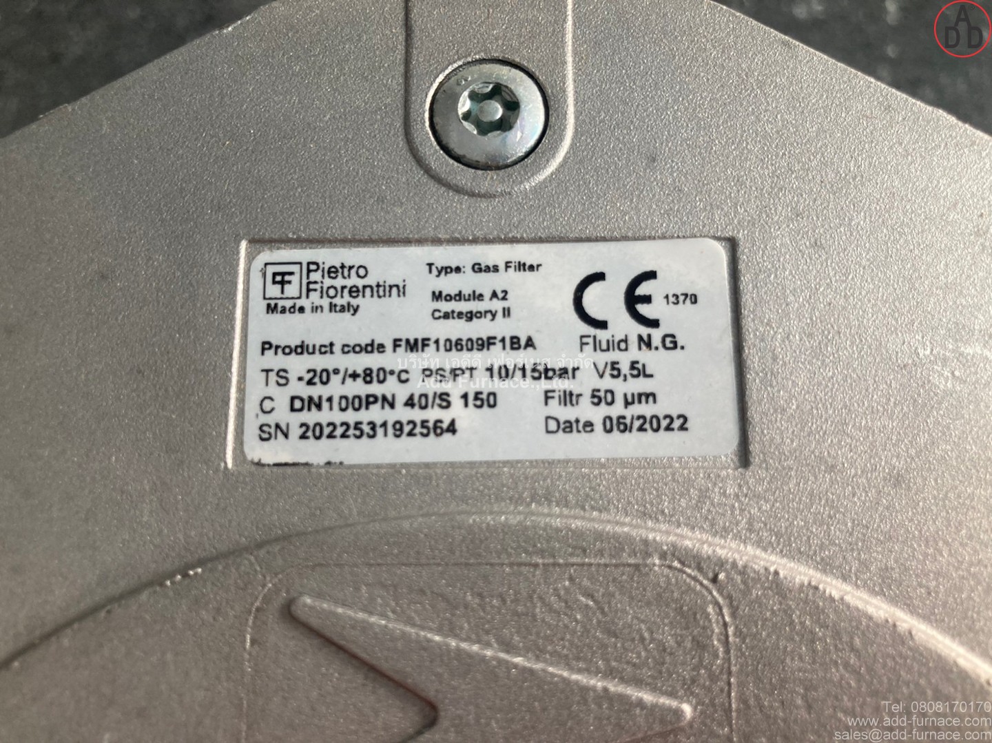 Pietro Fiorentini Gas Filter FMF10609F1BA - บริษัท เอดีดี เฟอร์เนส จำกัด.
