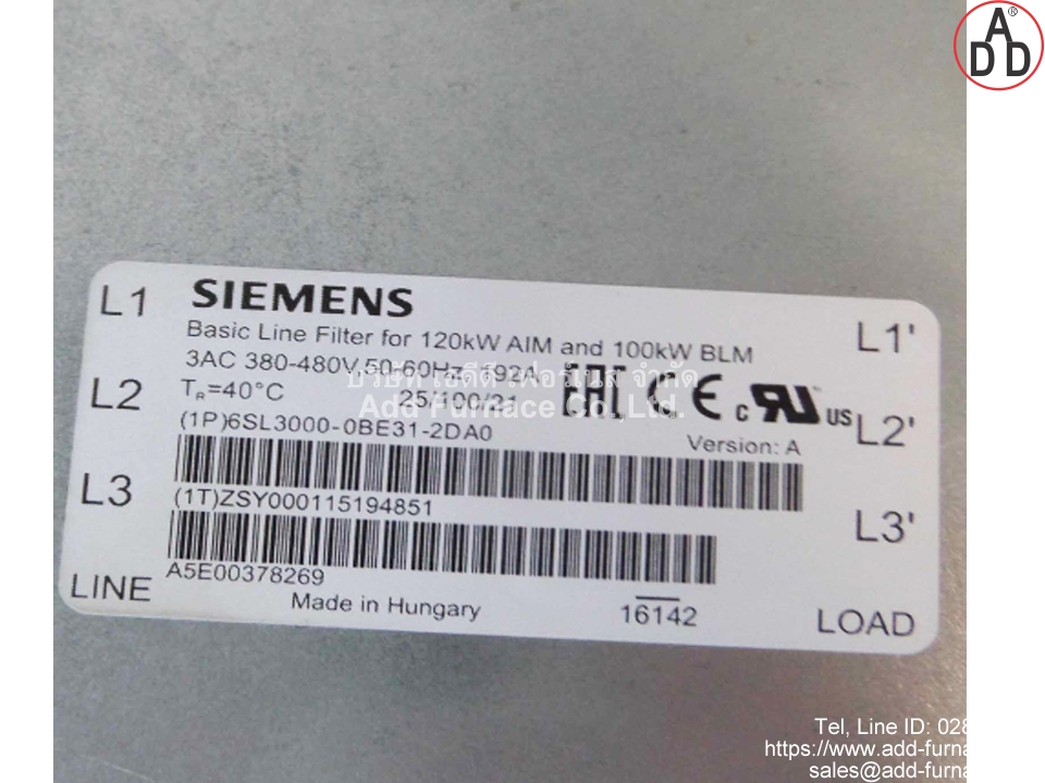 6SL3000-0BE31-2DA0 - บริษัท เอดีดี เฟอร์เนส จำกัด