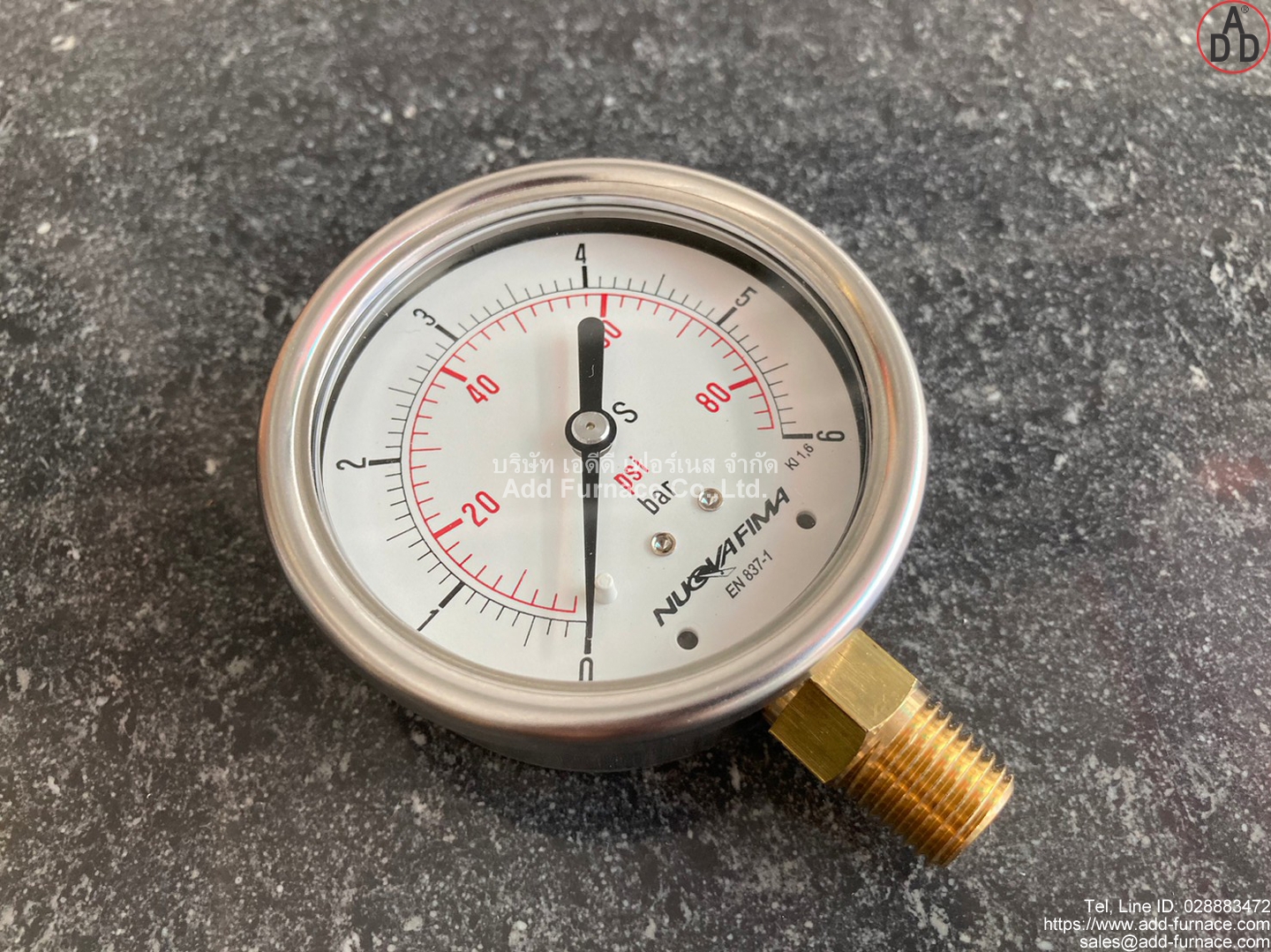 0~6Bar(0~80Psi) Nuova Fima Gauge - บริษัท เอดีดี เฟอร์เนส จำกัด