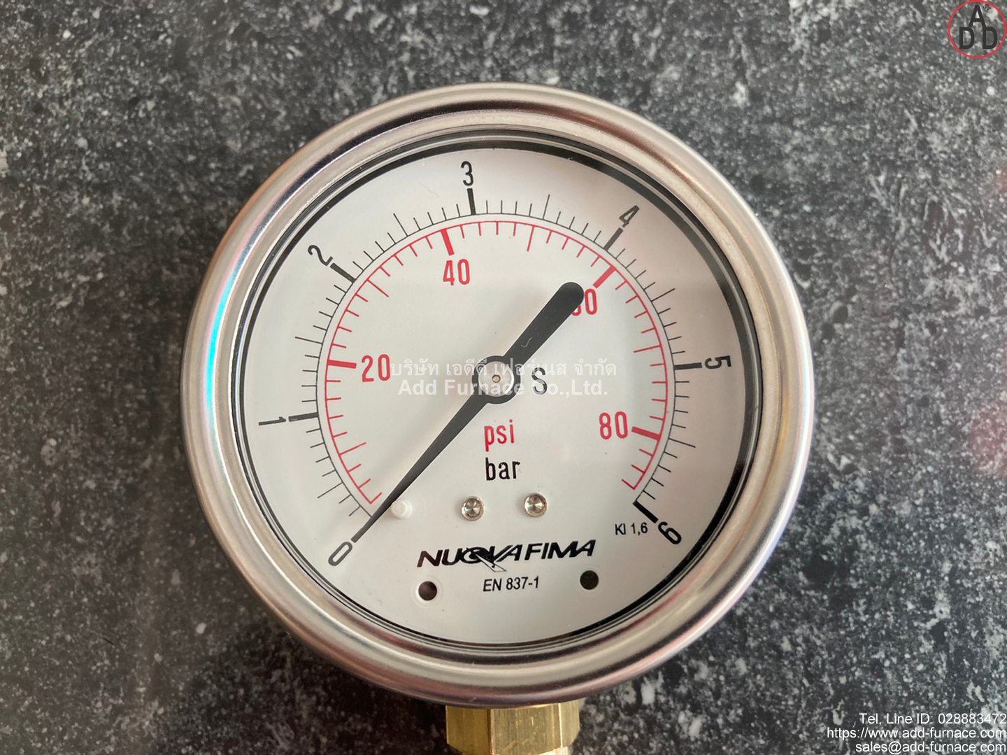 0~6Bar(0~80Psi) Nuova Fima Gauge - บริษัท เอดีดี เฟอร์เนส จำกัด