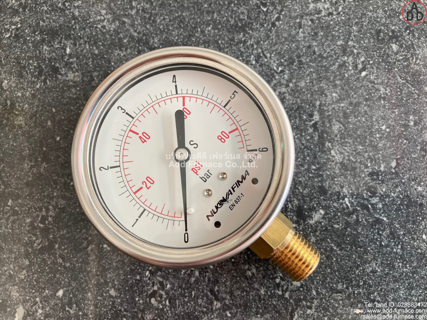 0~6Bar(0~80Psi) Nuova Fima Gauge - บริษัท เอดีดี เฟอร์เนส จำกัด
