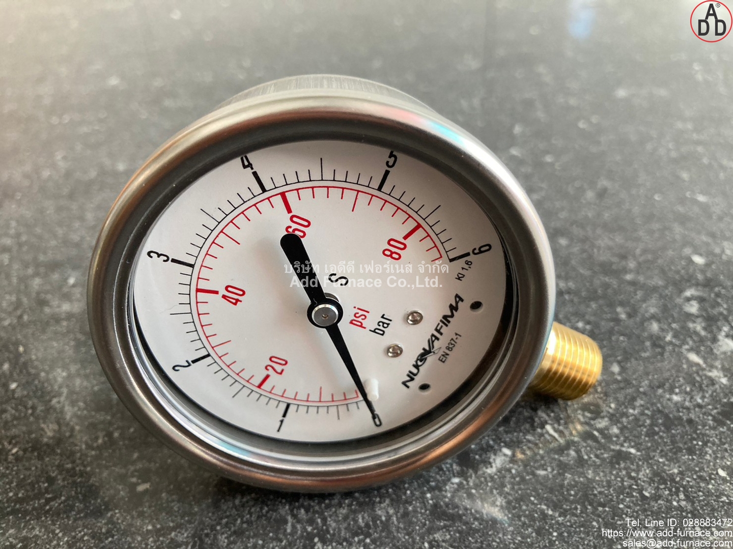 0~6Bar(0~80Psi) Nuova Fima Gauge - บริษัท เอดีดี เฟอร์เนส จำกัด