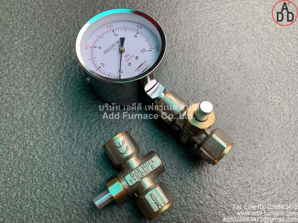 Pressure Gauge With Push Button Valve 3/8" - บริษัท เอดีดี เฟอร์เนส จำกัด