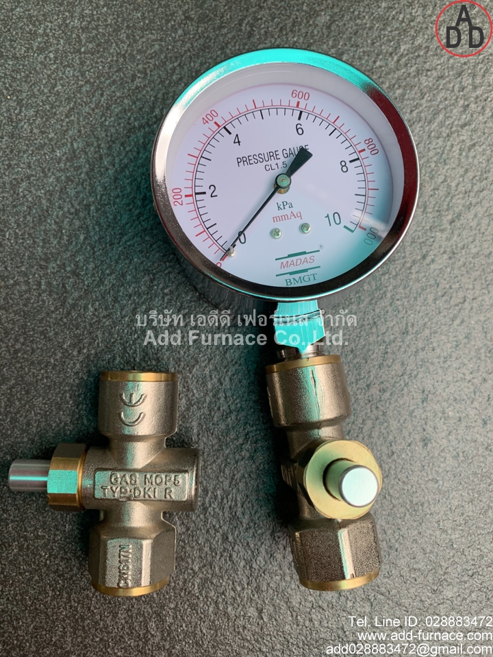 Pressure Gauge With Push Button Valve 3/8" - บริษัท เอดีดี เฟอร์เนส จำกัด