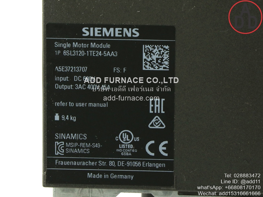 6SL3120-1TE24-5AA3 | SIEMENS Single Motor Module - บริษัท เอดีดี เฟอร์ ...